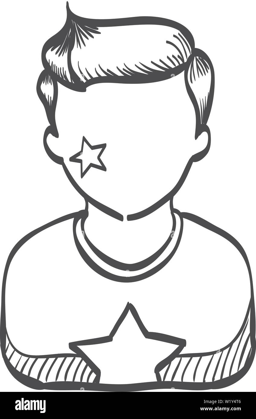 Football fans avatar icon in doodle sketch lines. Sport spectator fans ...