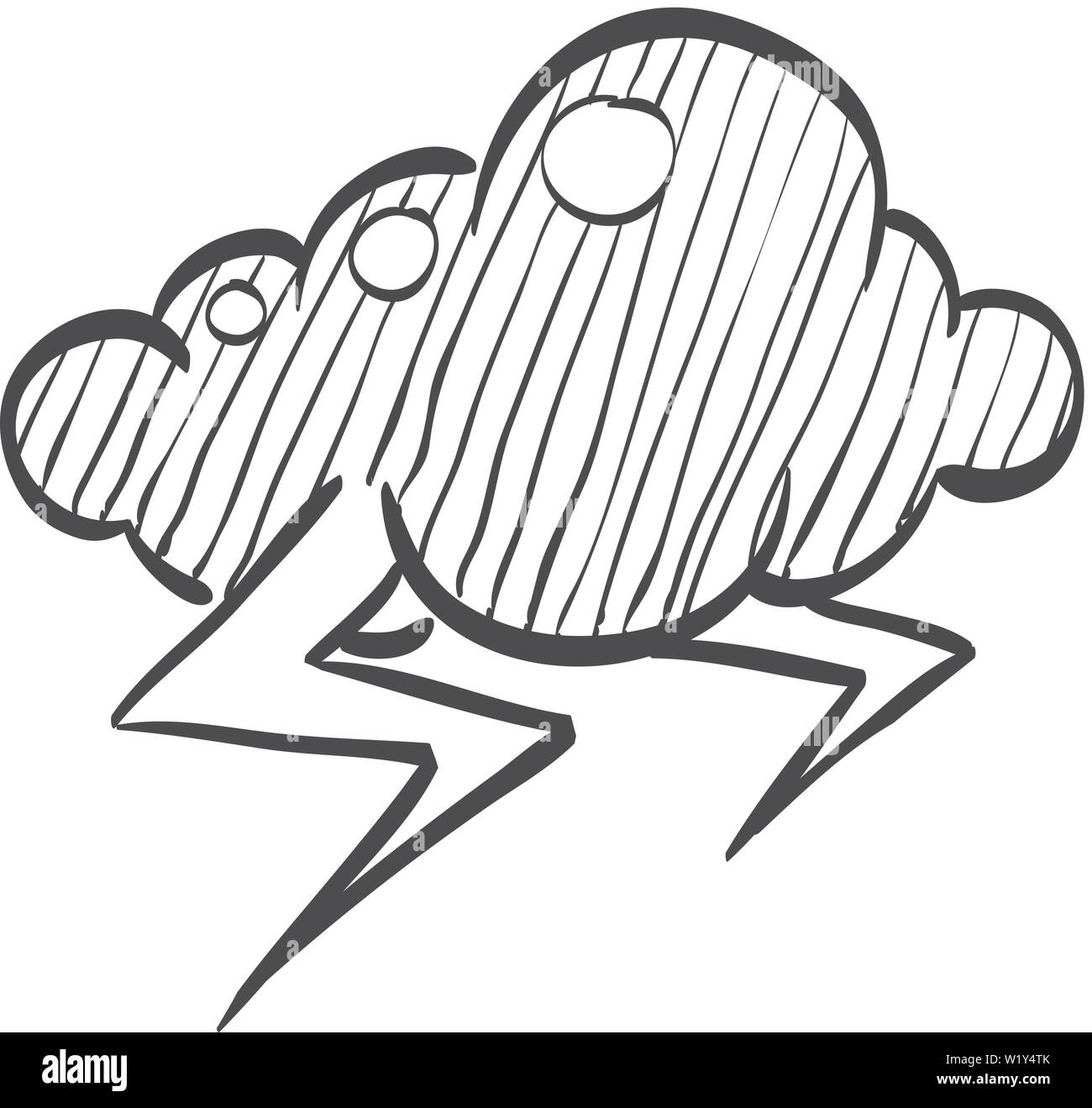 Weather overcast storm icon in doodle sketch lines. Nature forecast ...