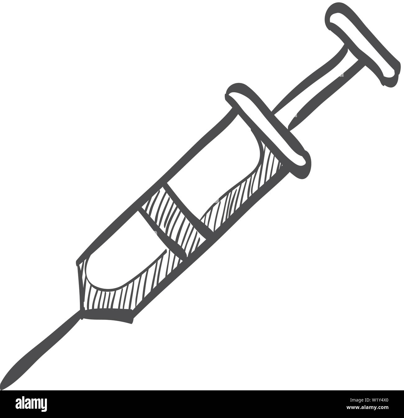 Syringe icon in doodle sketch lines. Needle medical doctor Stock Vector ...