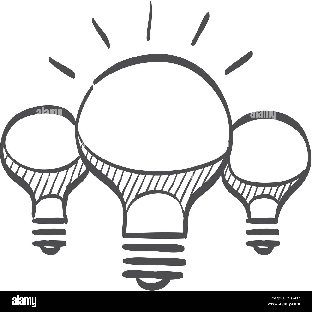 Light bulb icon in doodle sketch lines. Idea inspiration electricity ...