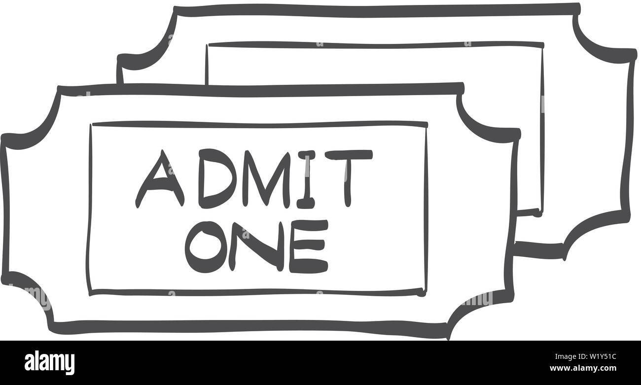 Ticket icon in doodle sketch lines. Cinema, concert, shows Stock Vector ...