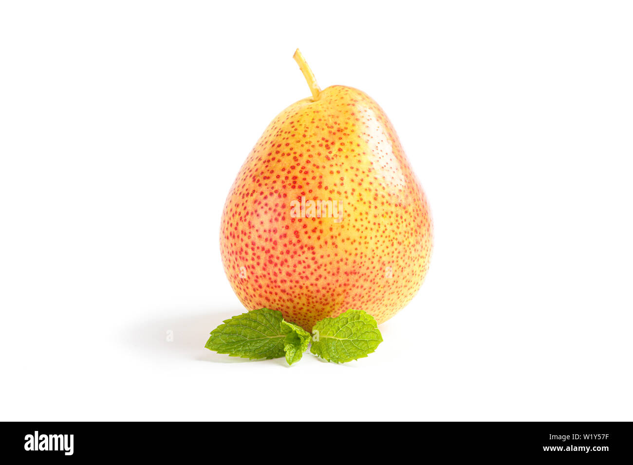 Fresh pear with mint isolated on white background Stock Photo - Alamy