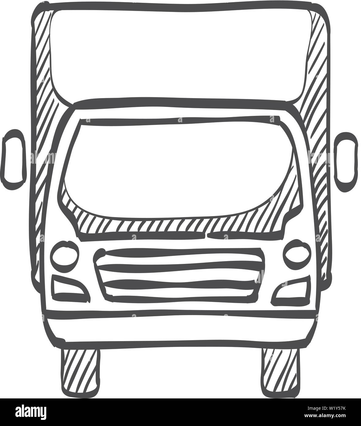 Truck icon in doodle sketch lines. Freight, transport, logistic ...