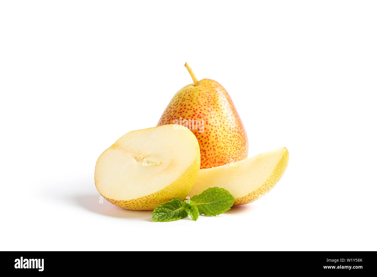Fresh sweet pears with mint isolated on white background Stock Photo ...