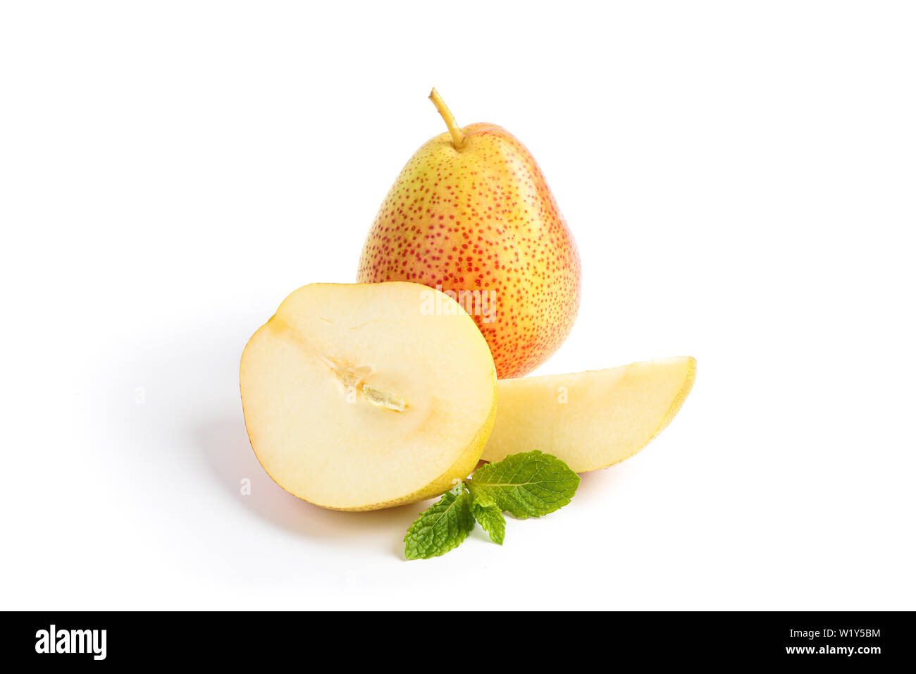 Fresh sweet pears with mint isolated on white background Stock Photo ...