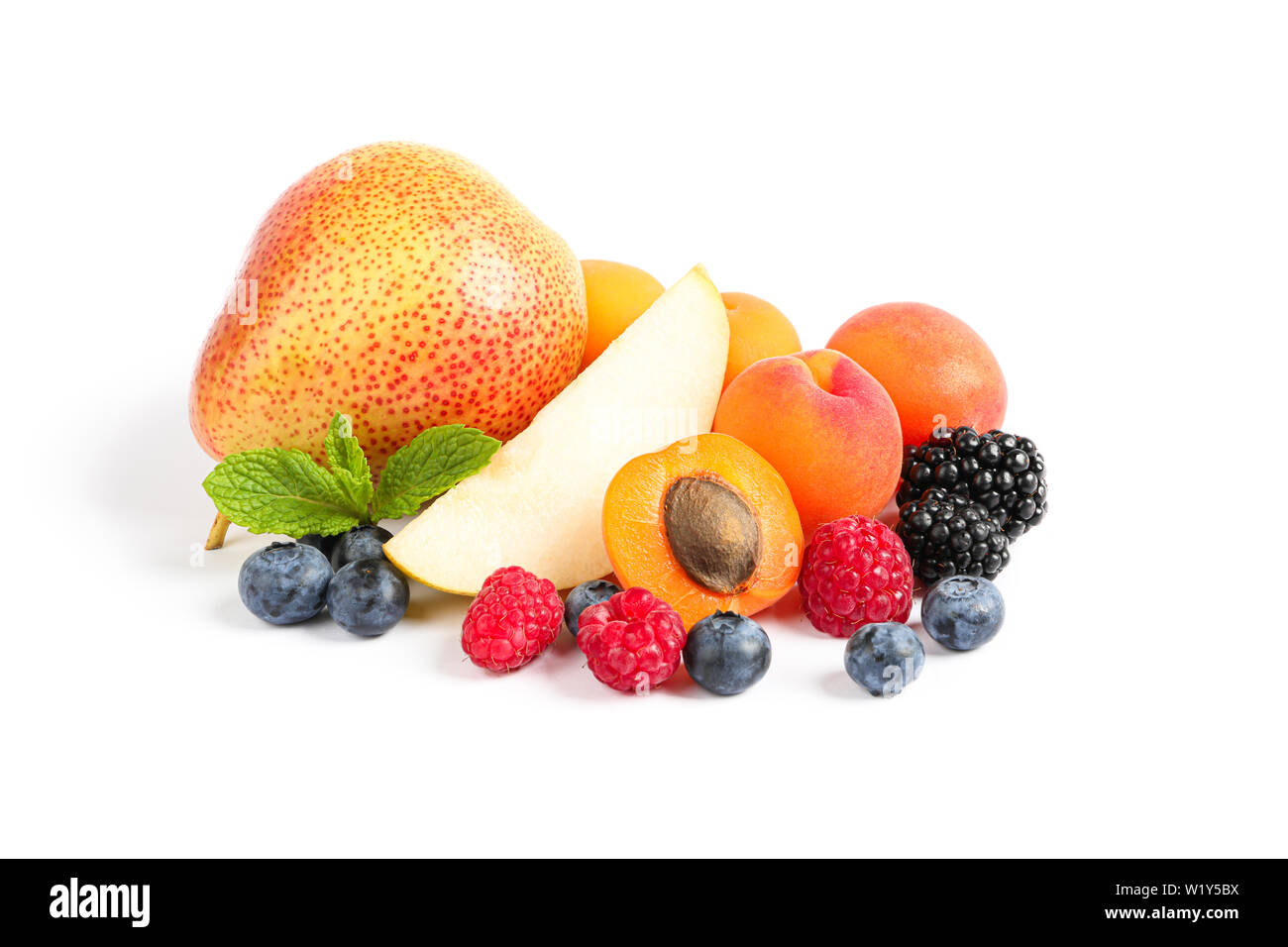 Group of sweet fruits isolated on white background Stock Photo - Alamy