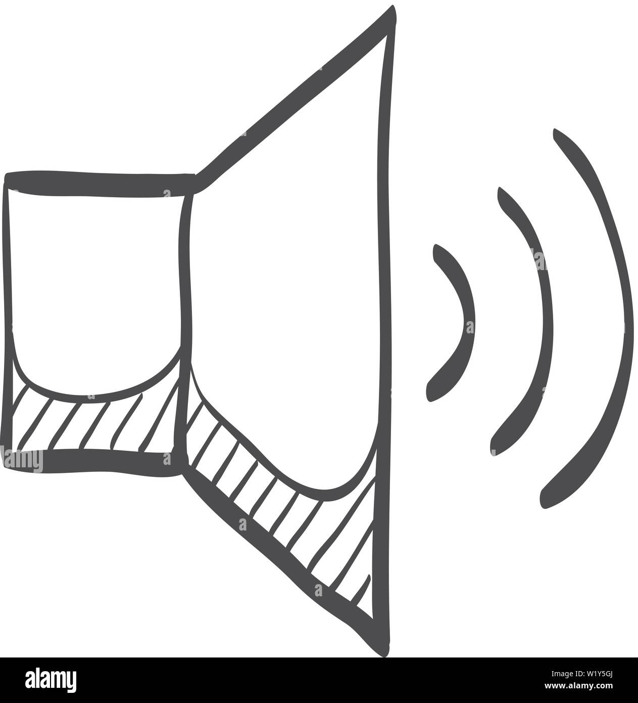 Audio volume icon in doodle sketch lines. Electronic button music Stock ...