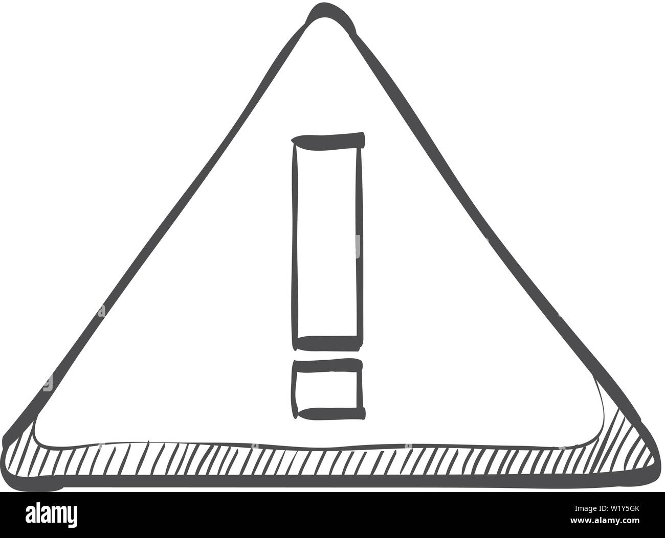 Warning sign icon in doodle sketch lines. Beware notice triangle safety ...