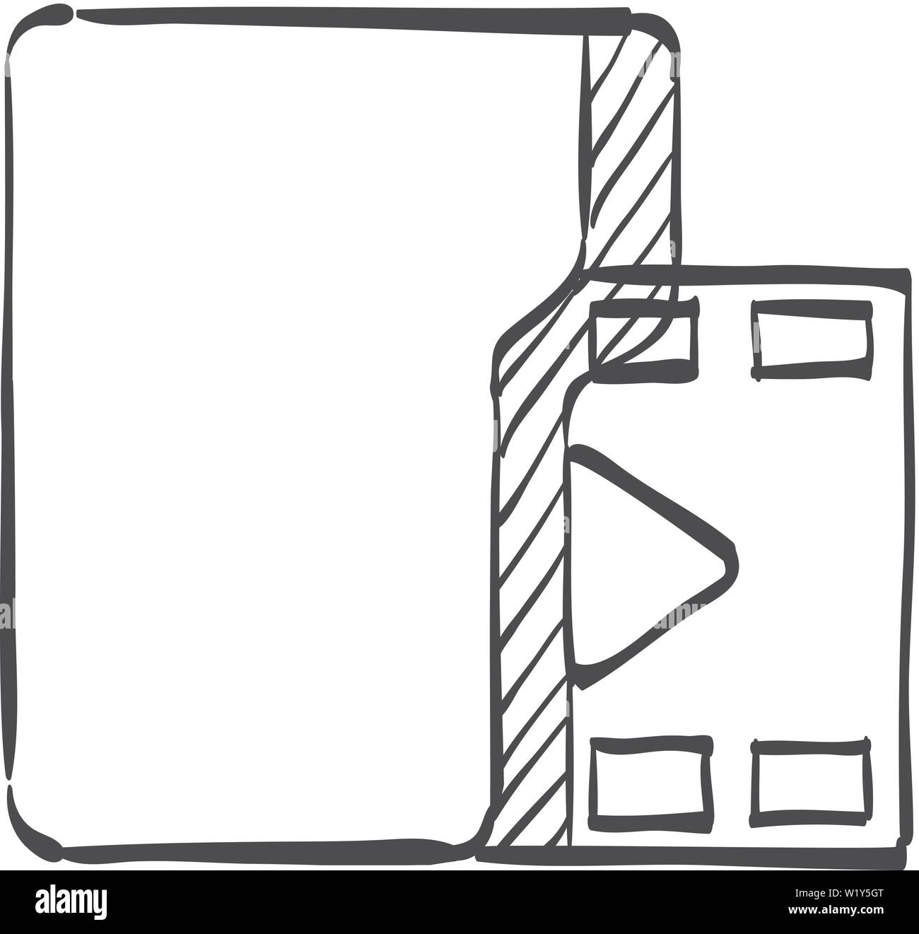 Movie folder icon in doodle sketch lines. Computer files cinema media ...