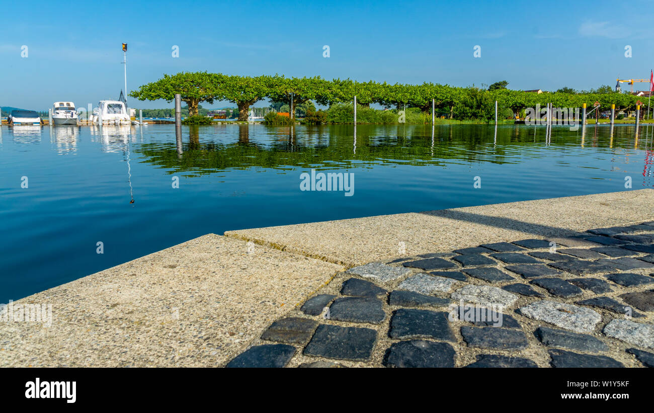 Holidays Spring on the beautiful Lake Constance with blue sky Stock ...