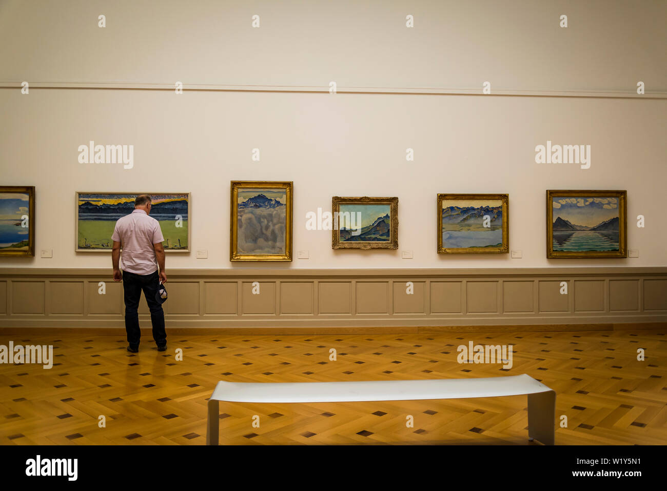 Gallery with Swiss artist Ferdinand Holder's paintings, late 19th ...