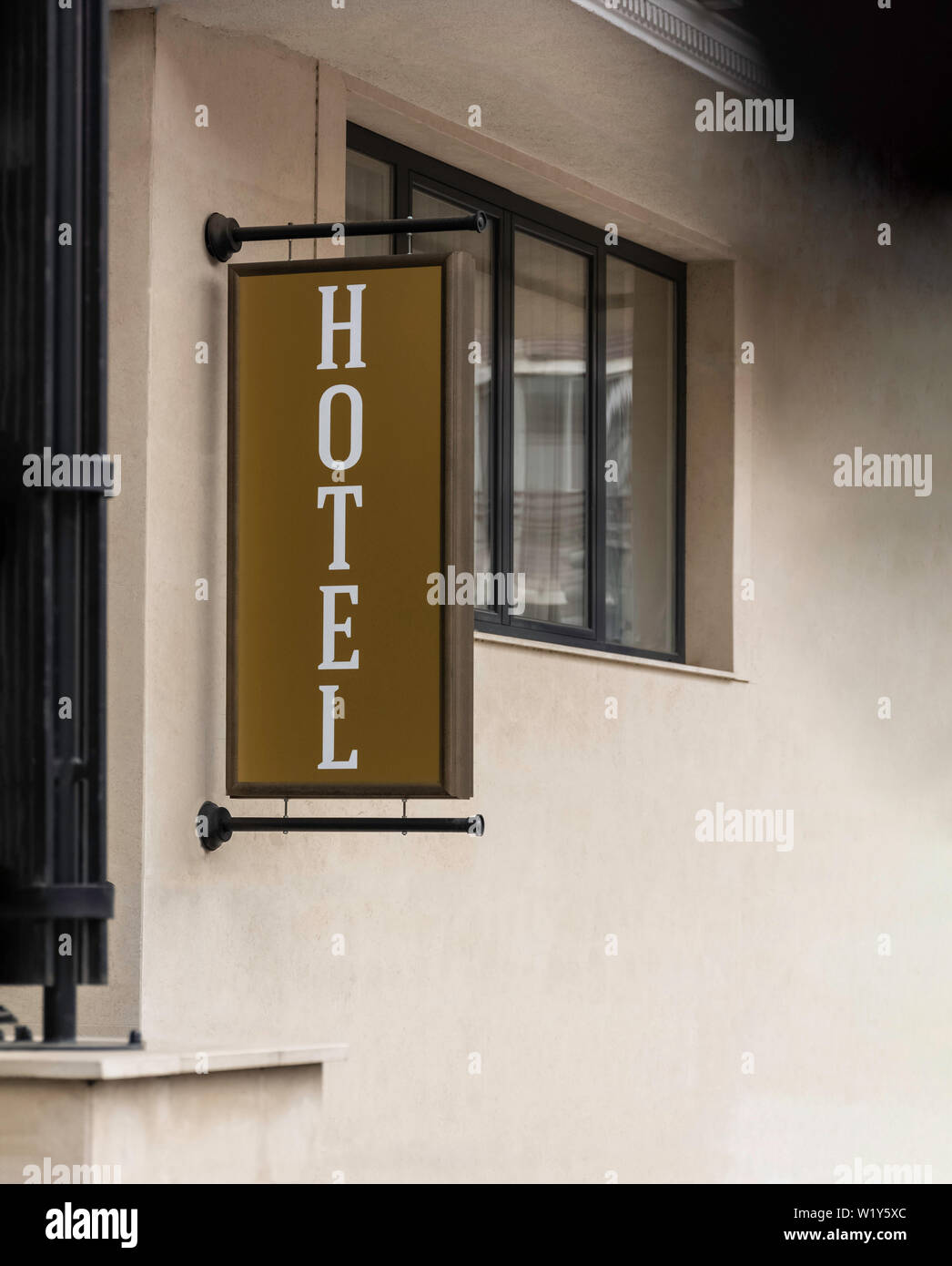 Vertical hotel sign text on billboard outdoor mock up neon sign ...