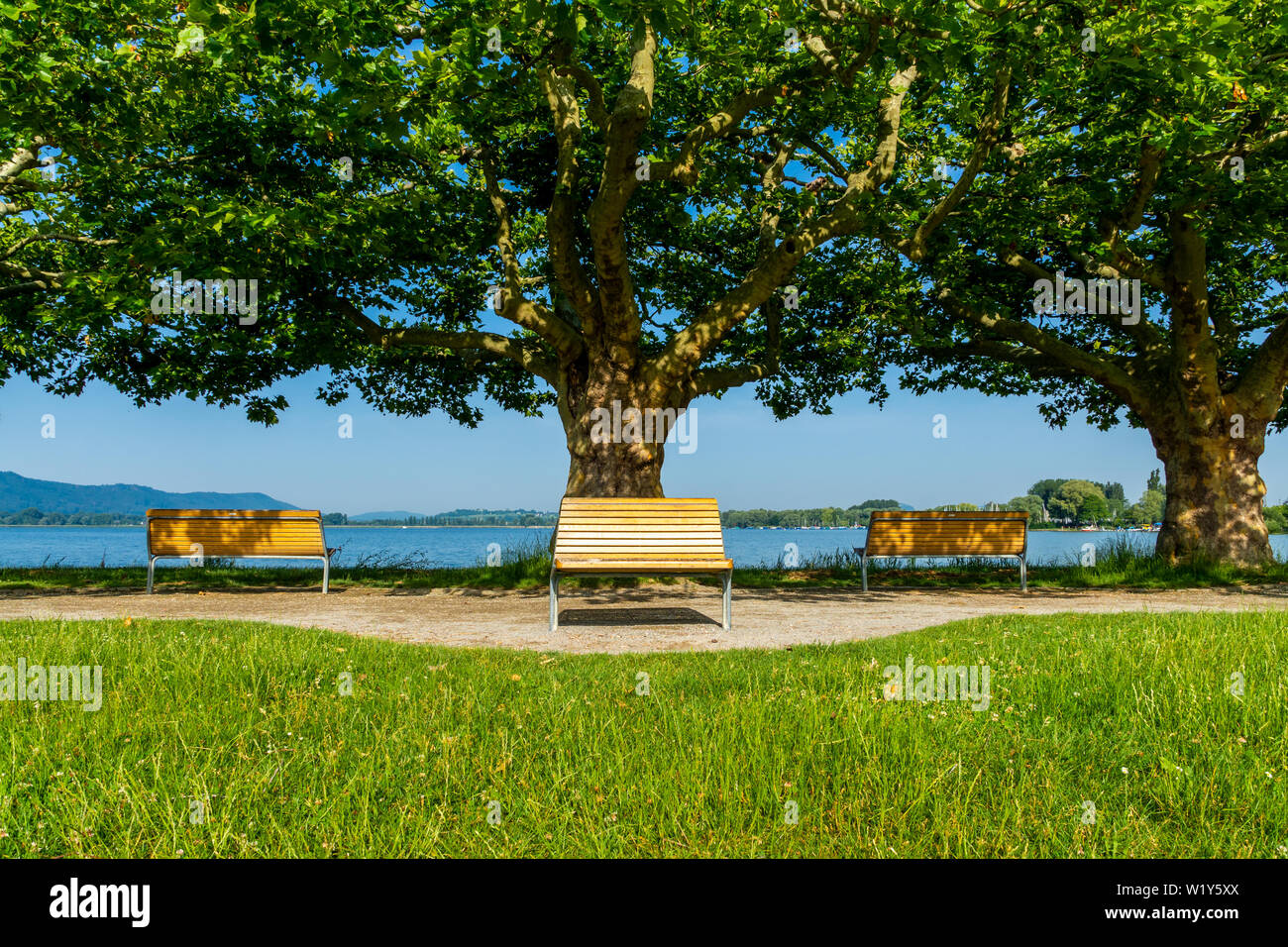 Holidays Spring on the beautiful Lake Constance with blue sky Stock ...