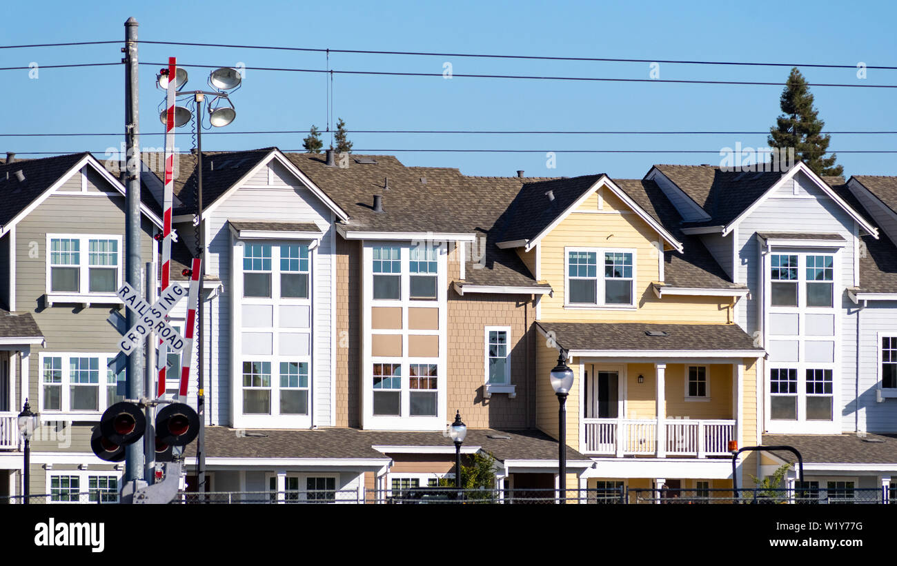 Housing development by railway tracks hi-res stock photography and ...