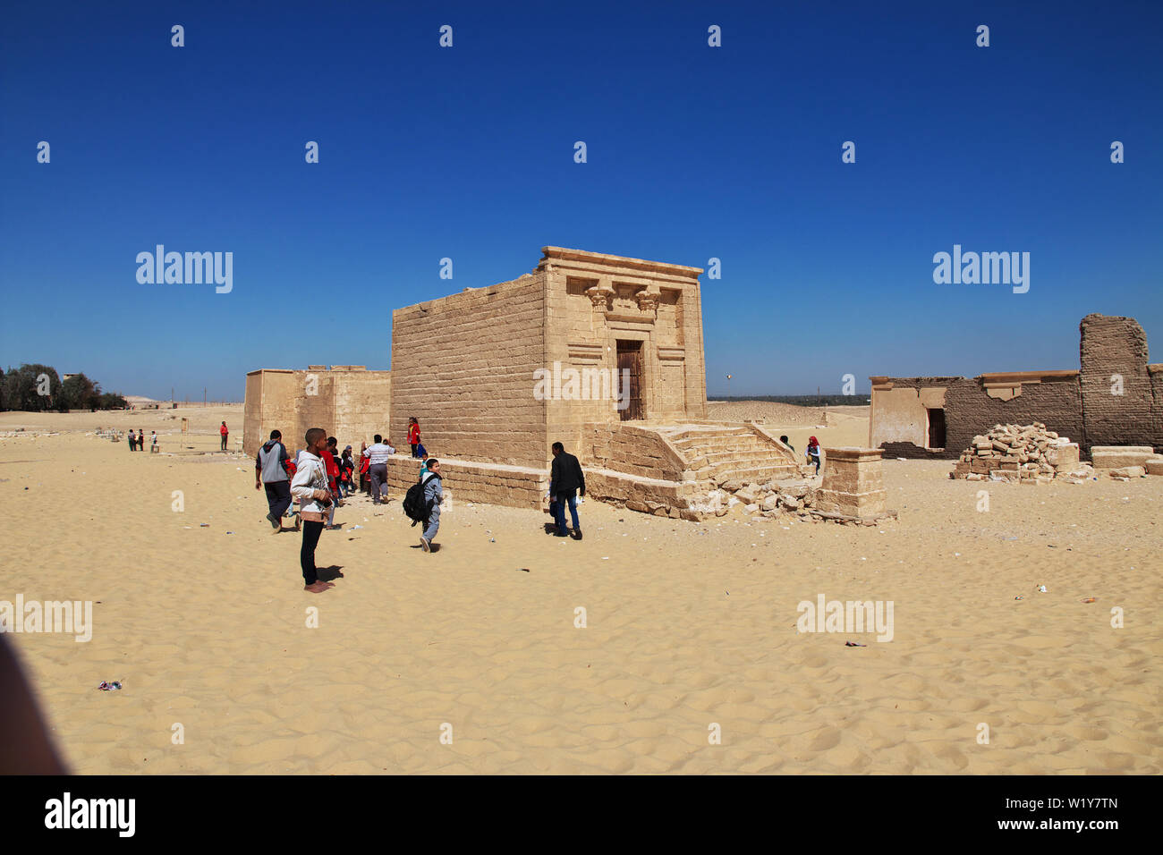 The ruins of the temple in the desert close El Minya, Egypt Stock Photo ...