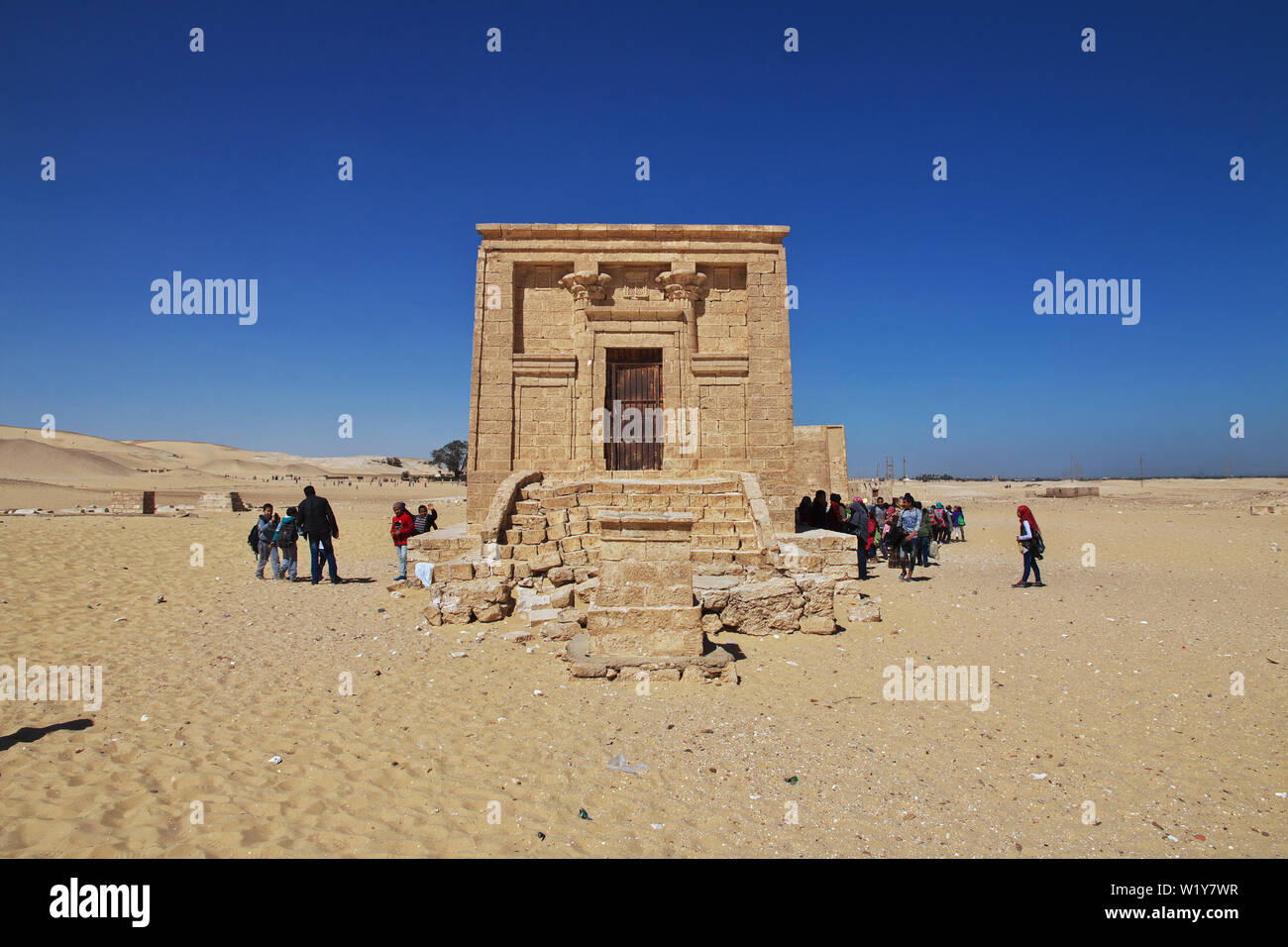 The ruins of the temple in the desert close El Minya, Egypt Stock Photo ...