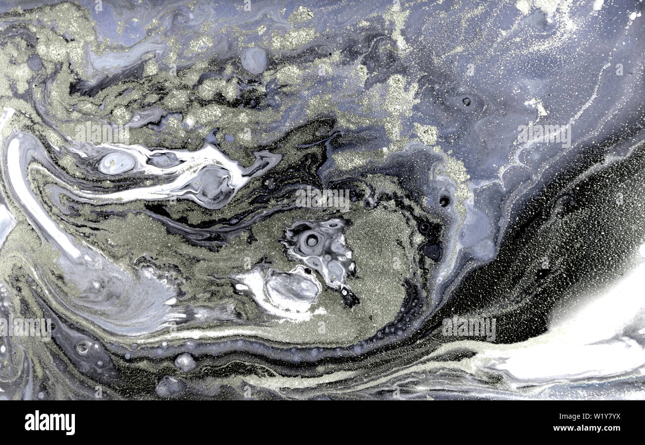 Marbling pattern. Golden powder marble liquid texture Stock Photo - Alamy