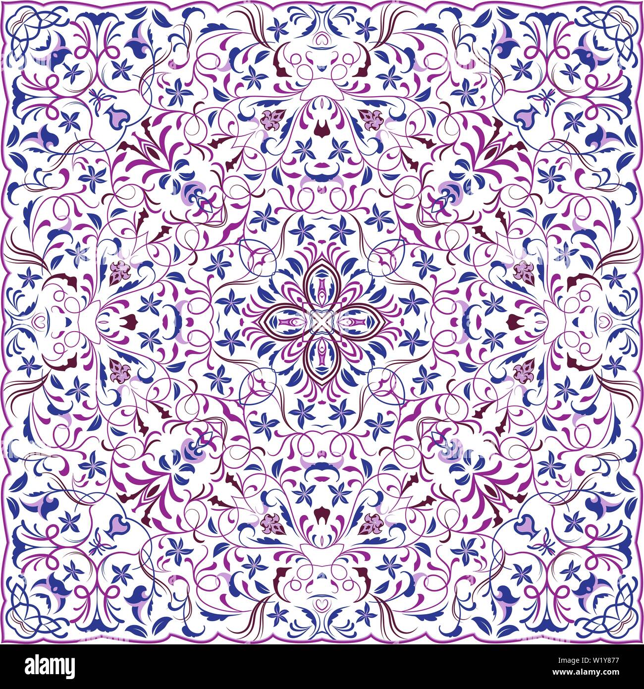 Square arabic pattern for the silk scarf, scarf, printing factory ...