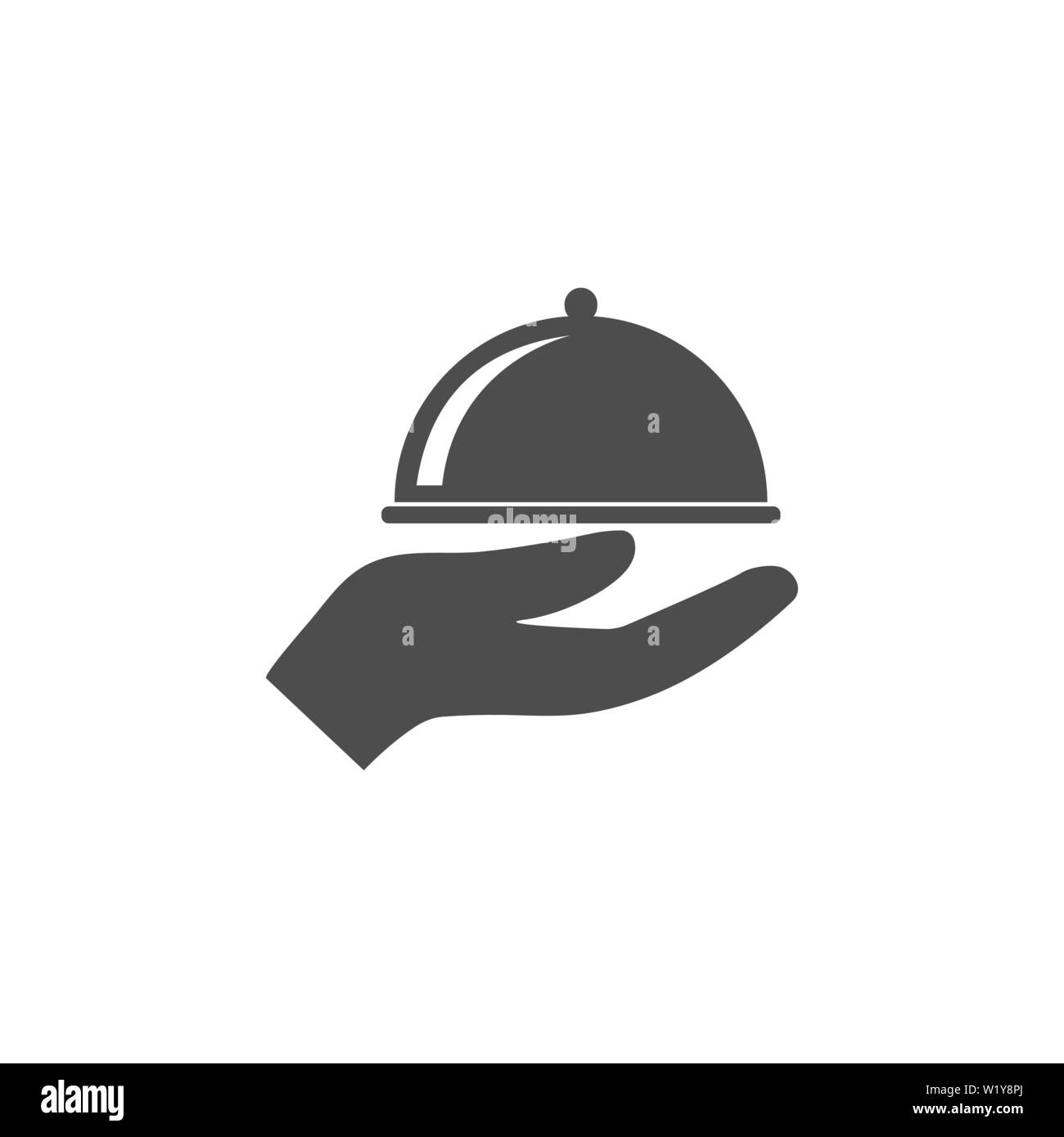 Covered food tray, hand icon. Vector illustration flat Stock Vector ...