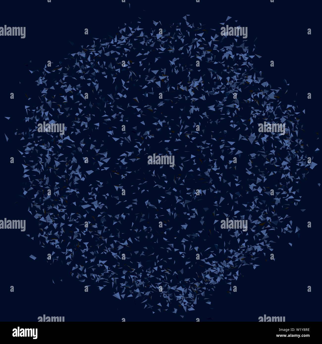 Sphere consisting of many small particles on a dark blue background ...