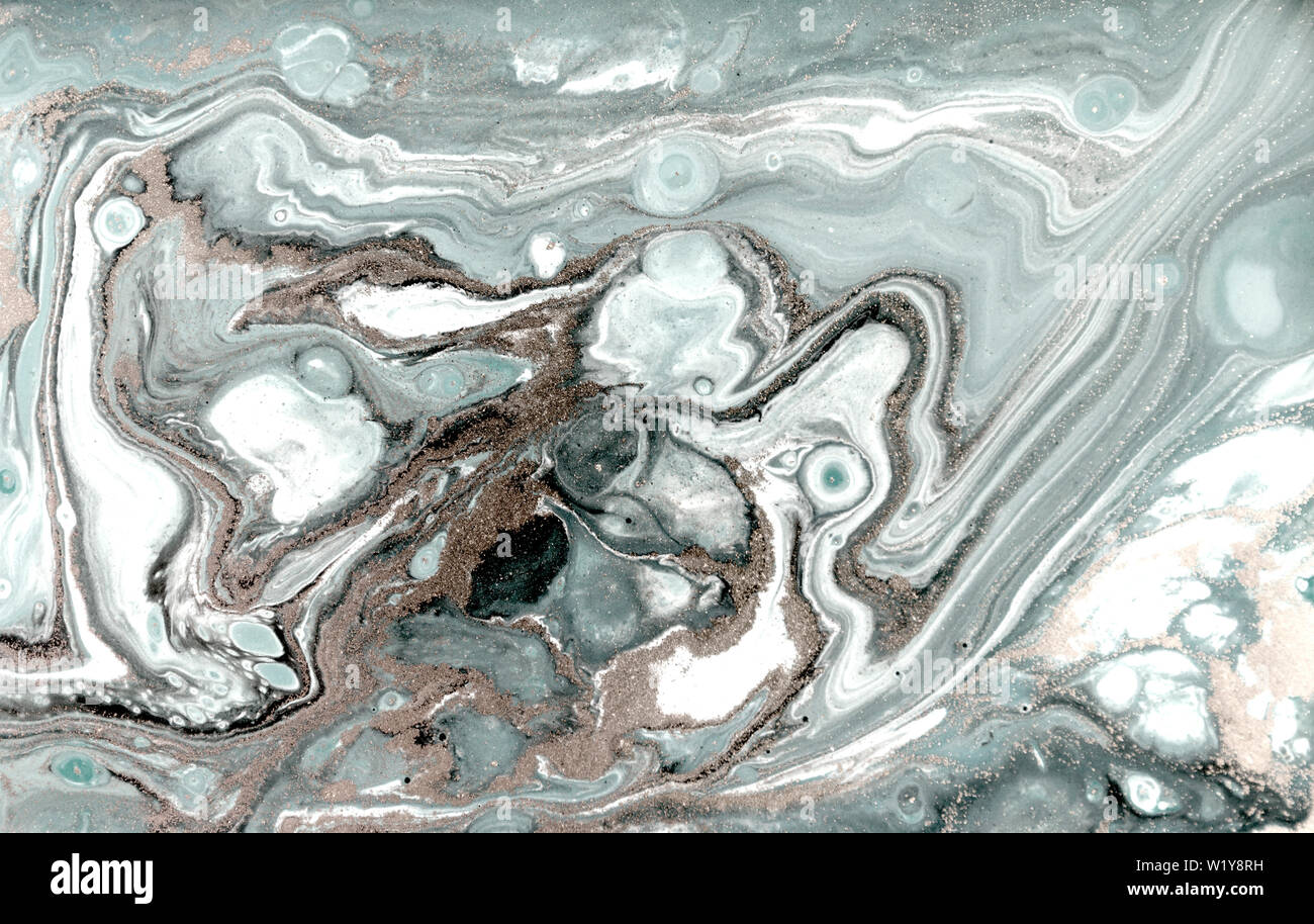 Marbling pattern. Golden powder marble liquid texture Stock Photo - Alamy