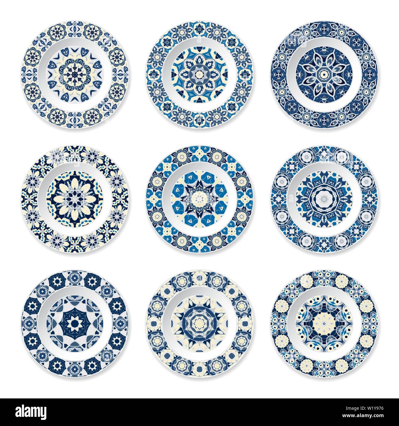 Antique plates decorative ceramic pattern Stock Vector Images - Alamy