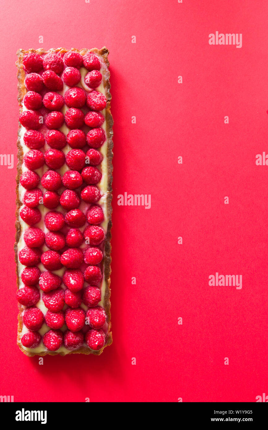 Raspberries rectangular shaped tart with an italian crust and pastry ...