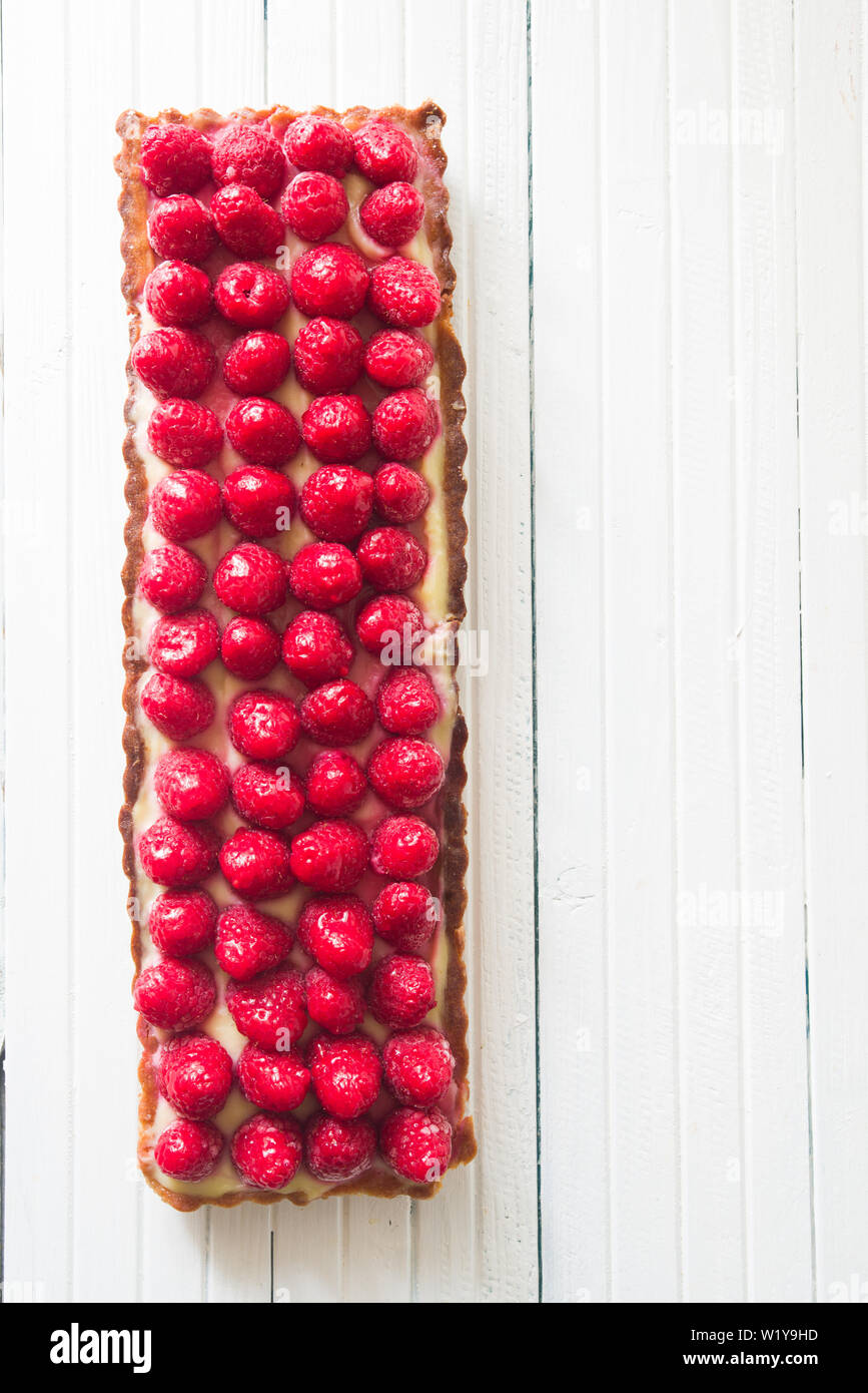 Raspberries rectangular shaped tart with an italian crust and pastry ...