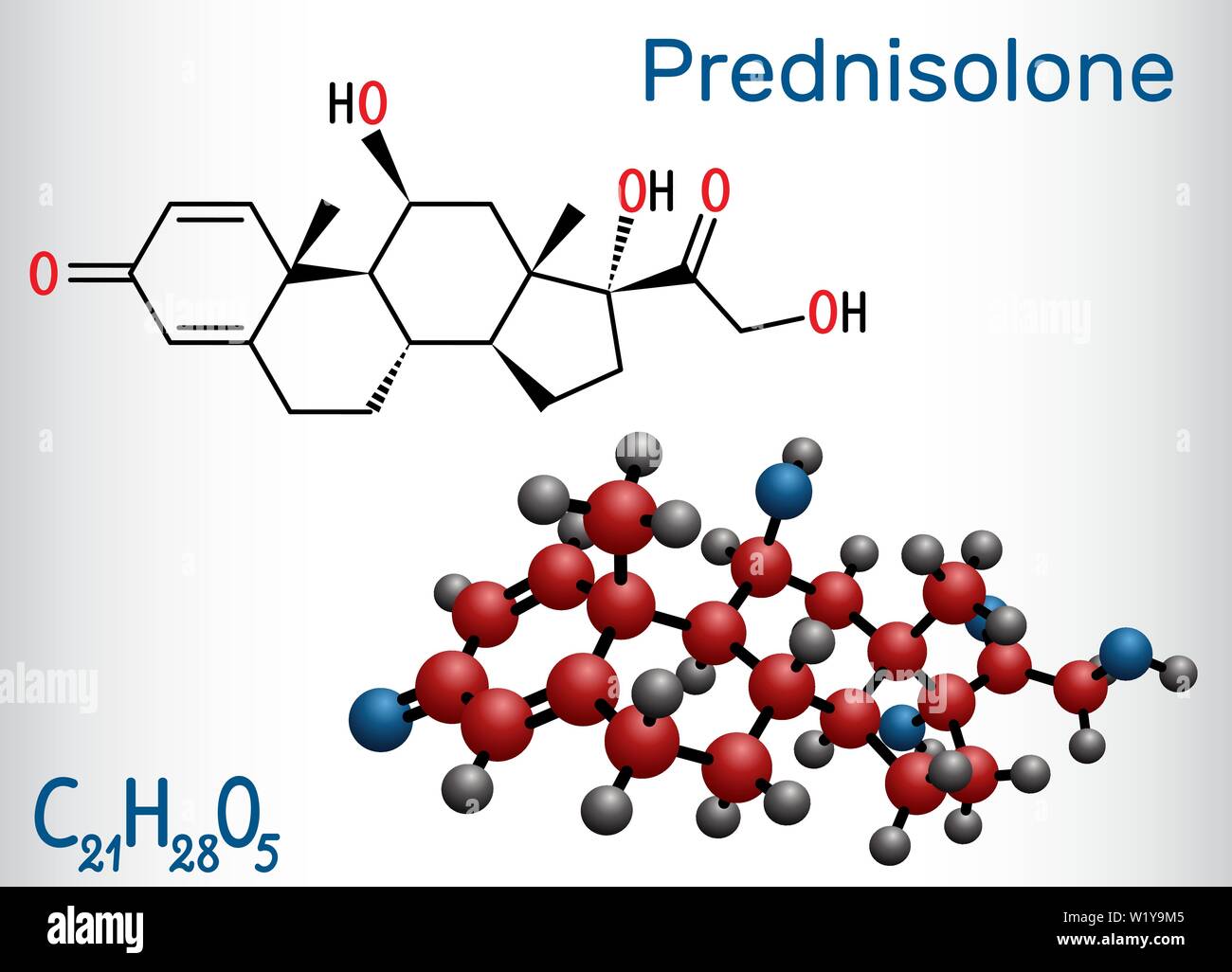 Prednisolone molecule. Is known as a corticosteroid or steroid ...