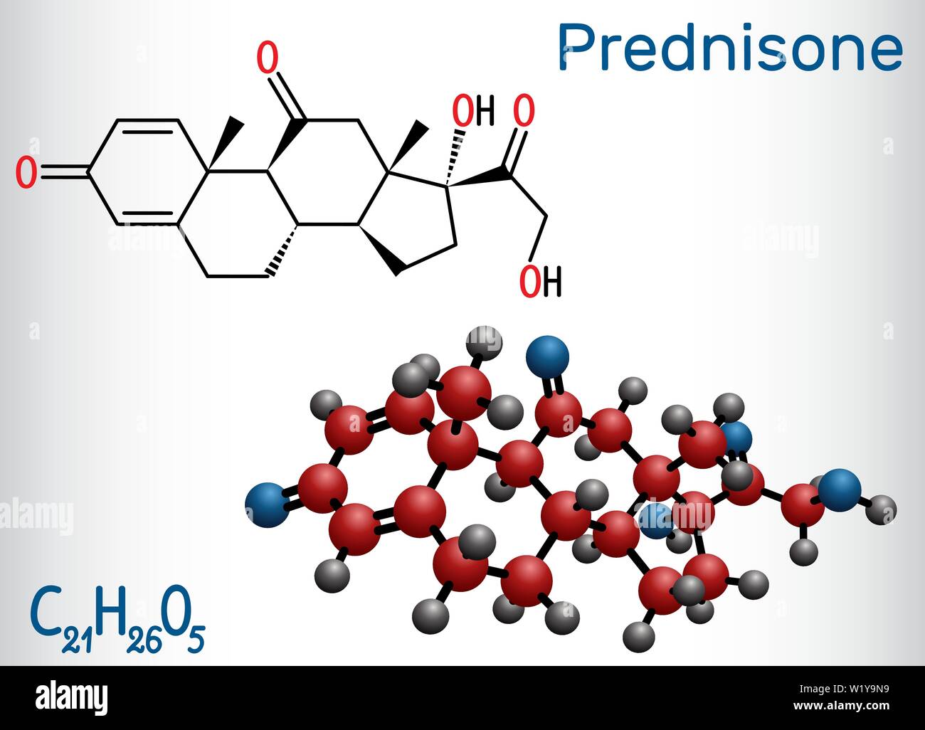 Prednisone molecule. A synthetic anti-inflammatory glucocorticoid ...