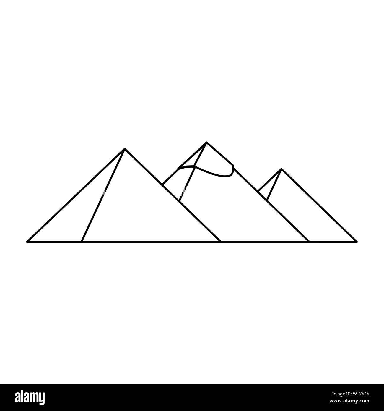 Egypt pyramids monuments isolated in black and white Stock Vector Image ...