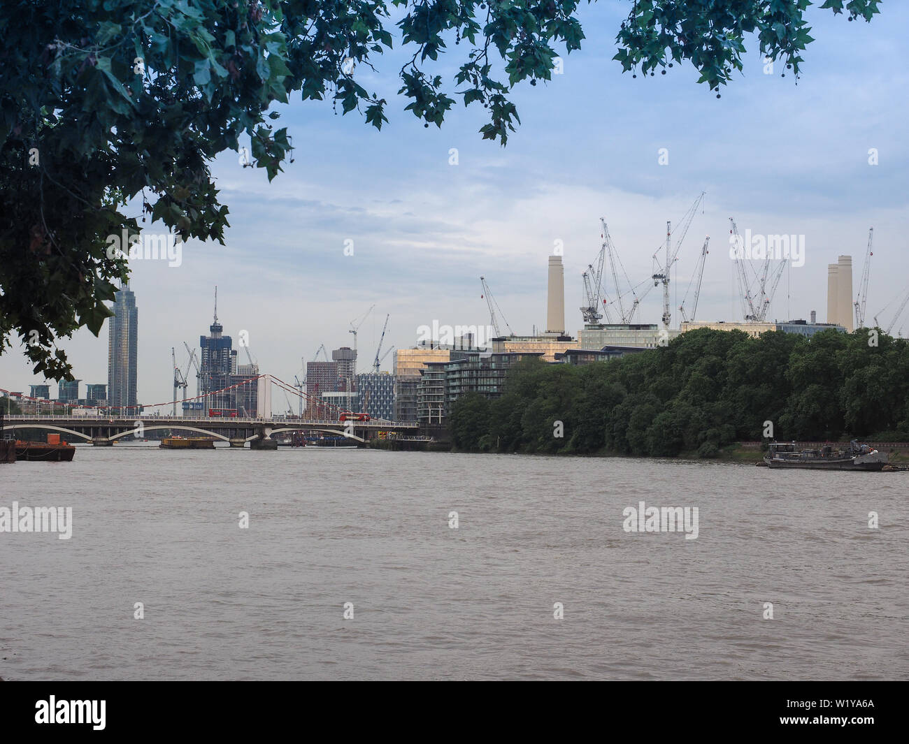 LONDON, UK - CIRCA JUNE 2019: Panoramic view of River Thames with ...