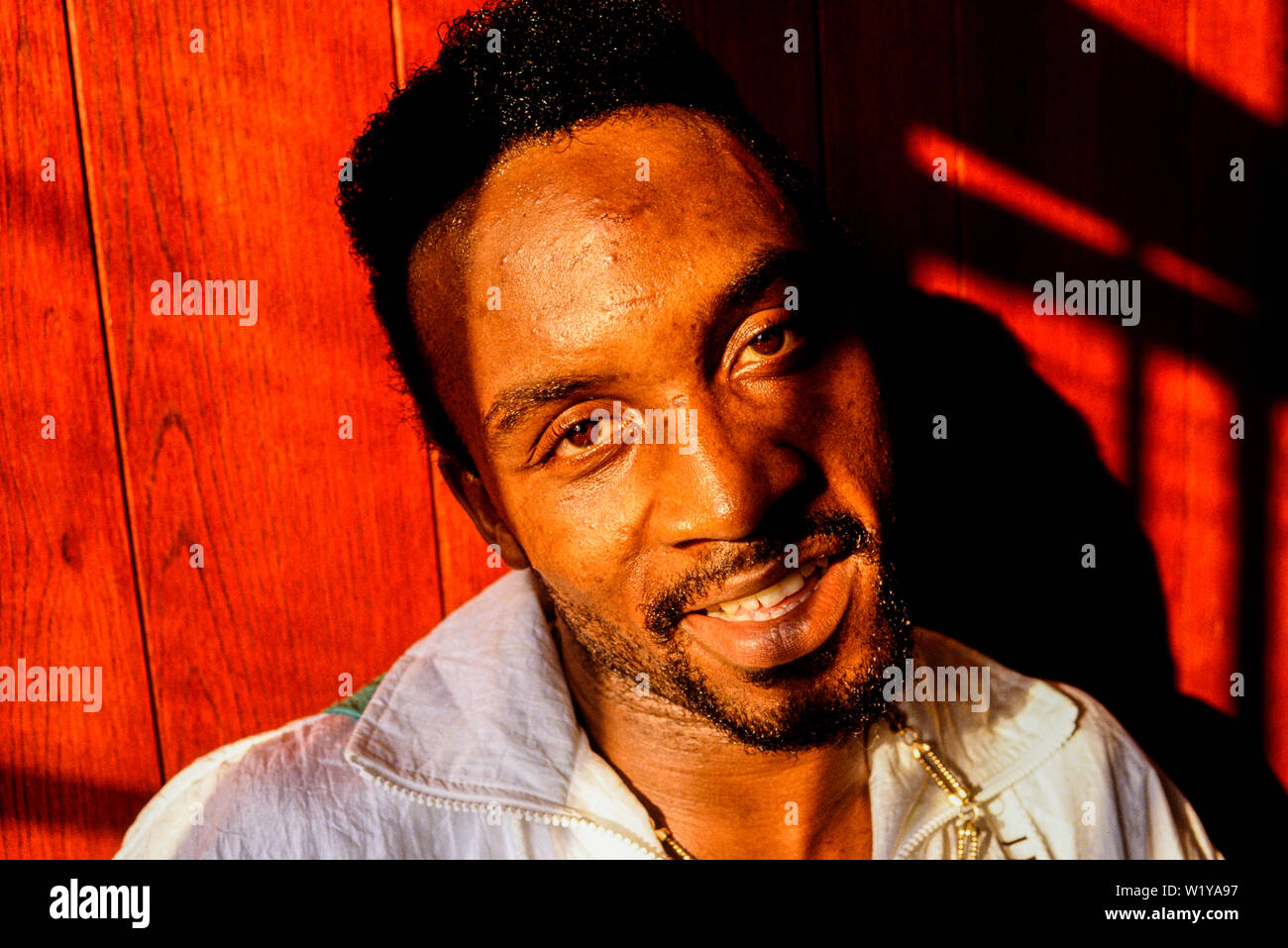 London, 1990. Portrait of boxer Nigel Benn. Nicknamed The Dark ...
