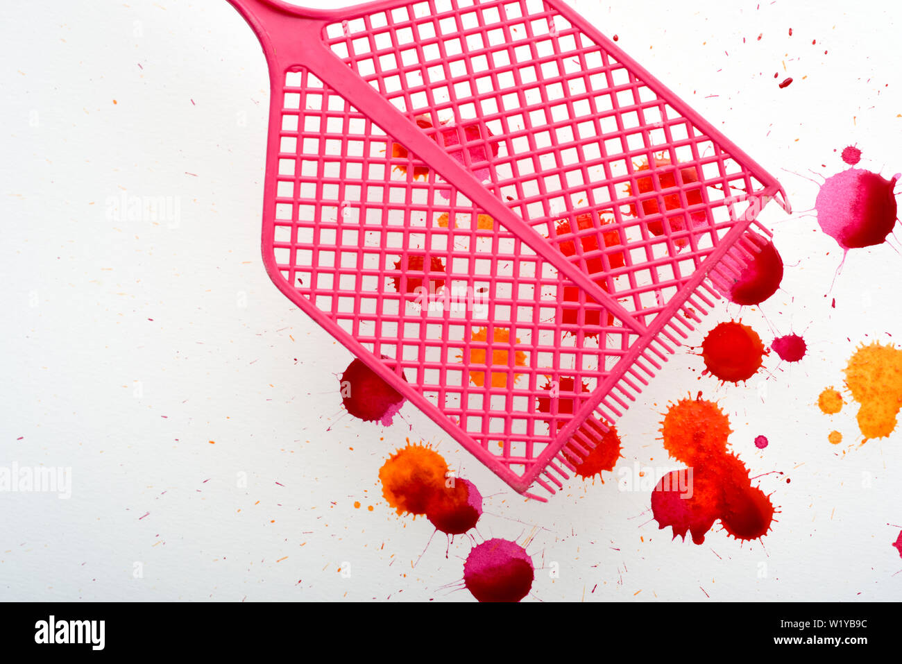 Fly swatter with splashes of fake blood from swatted flies and insects ...