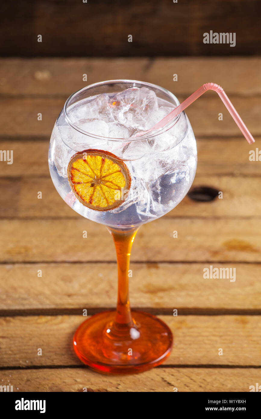Gintonic with orange Stock Photo - Alamy