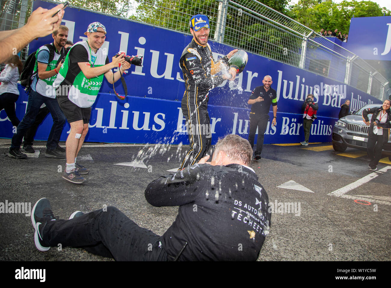 French race car driver Jean- Eric Vergne celebrate his victory of the ...