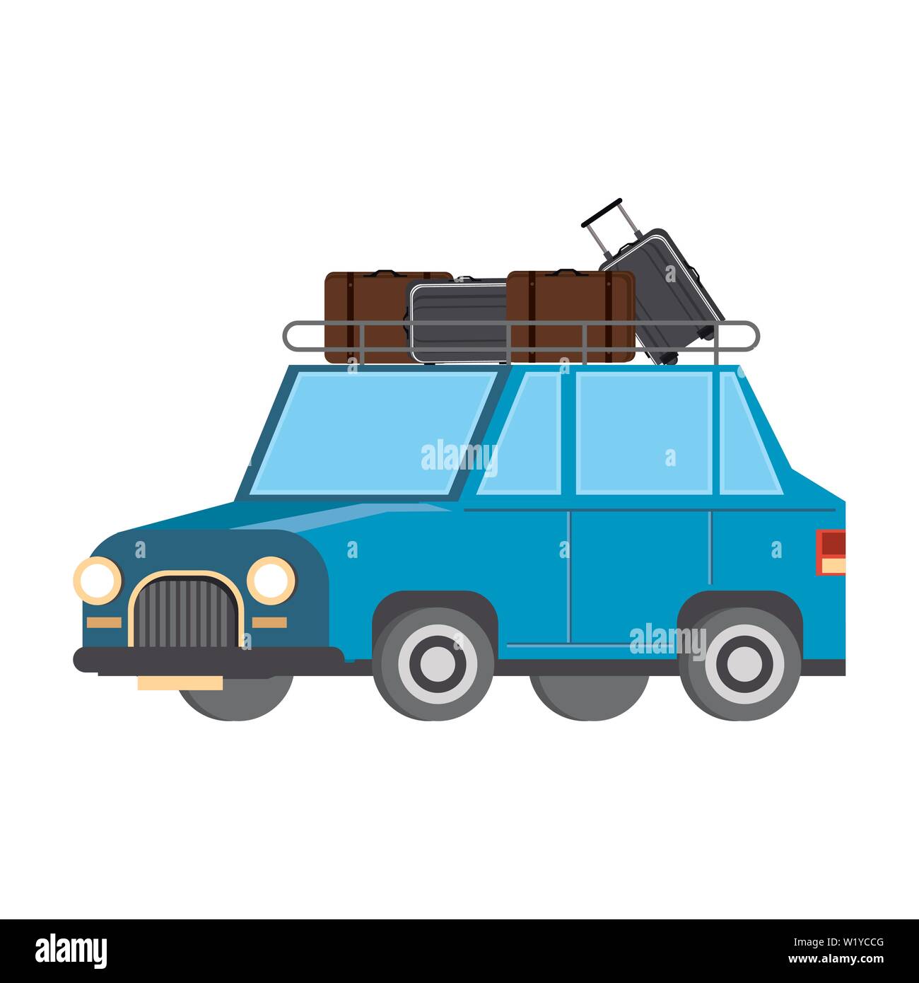 Car with luggage on top vehicle isolated Stock Vector Image & Art - Alamy