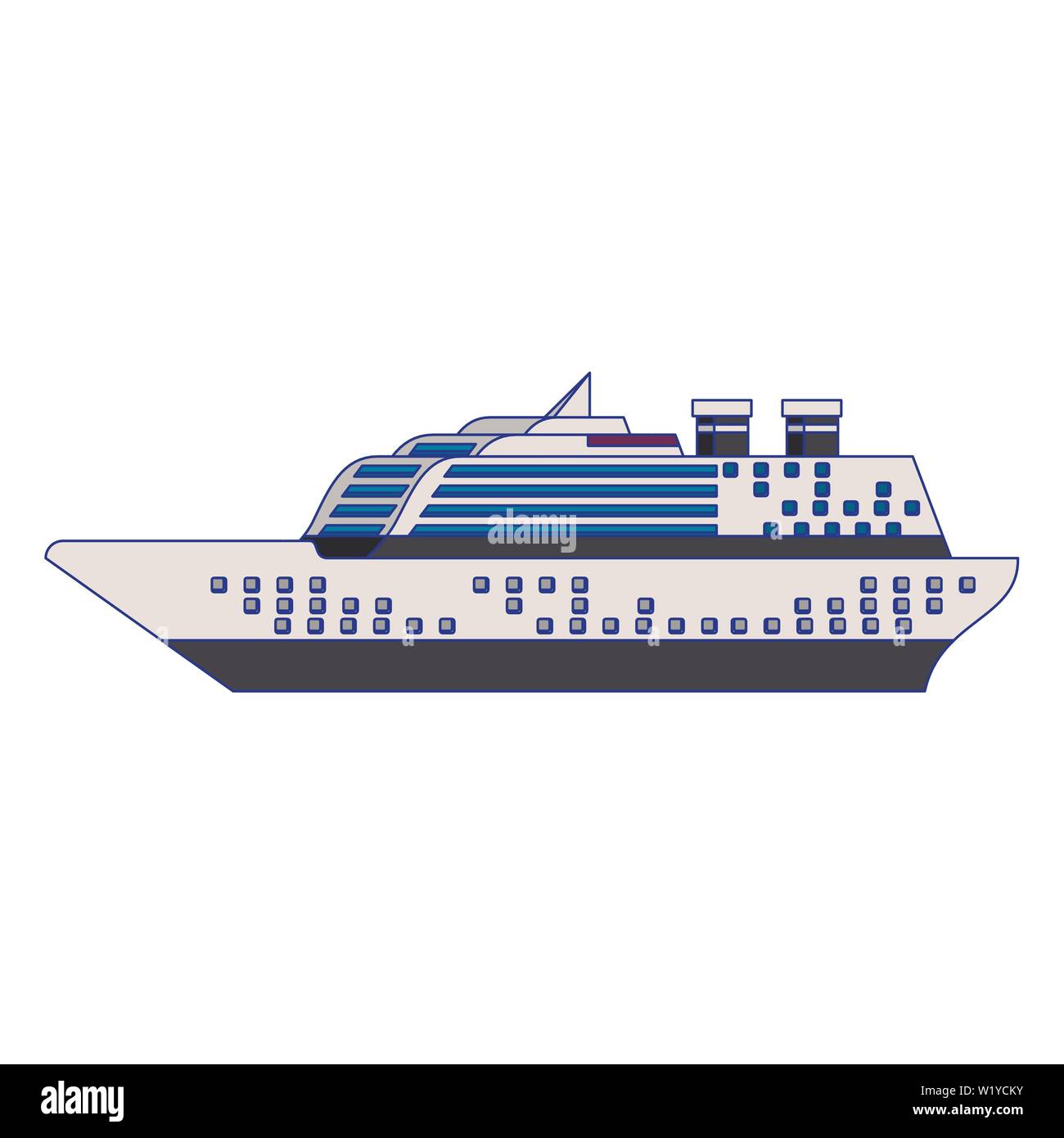 Cruise ship boat sideview isolated vector illustration Stock Vector ...