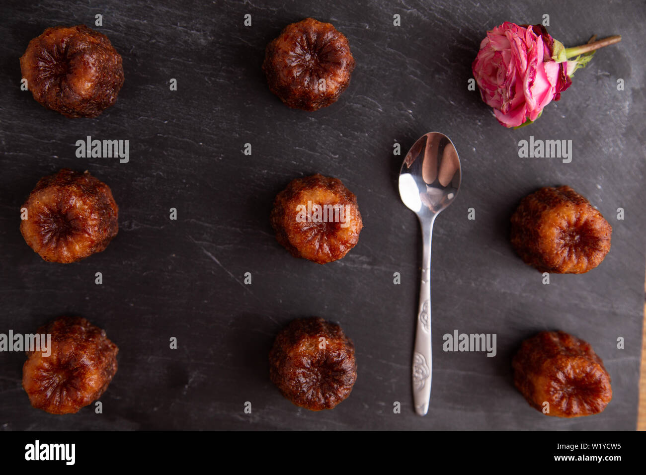 French pastry Caneles de bordeaux rum and vanilla flavor thick ...
