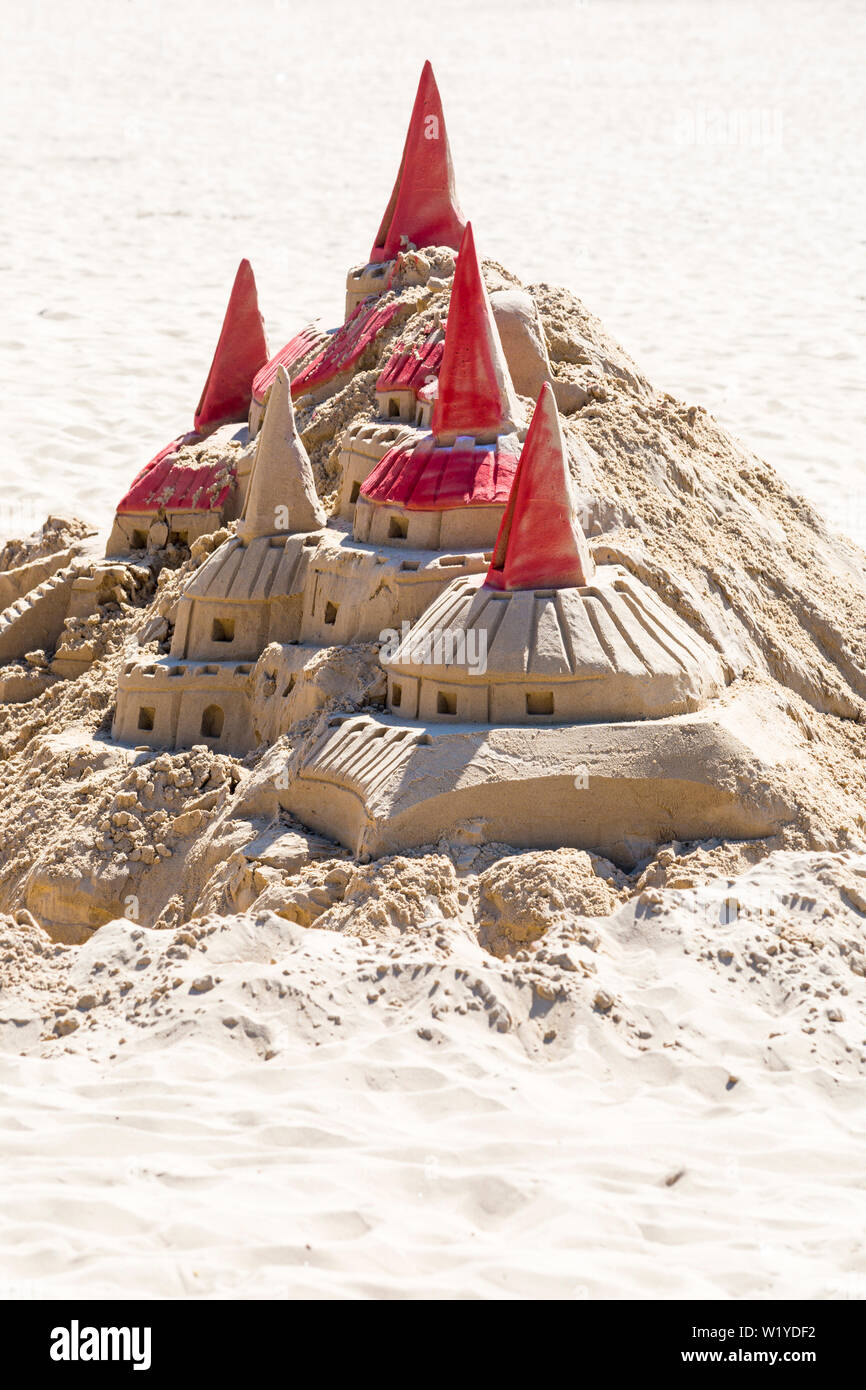 Elaborate sandcastle sculpture on Durley Chine beach at Bournemouth ...