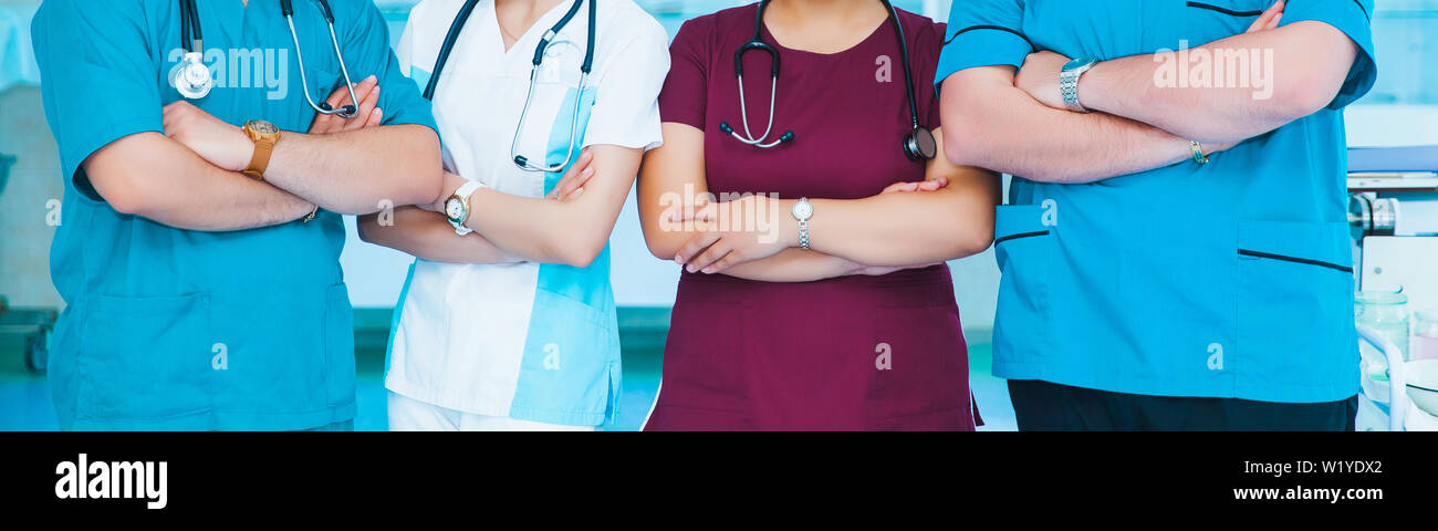 medicine. multinational people - doctor, nurse and surgeon. a group of ...