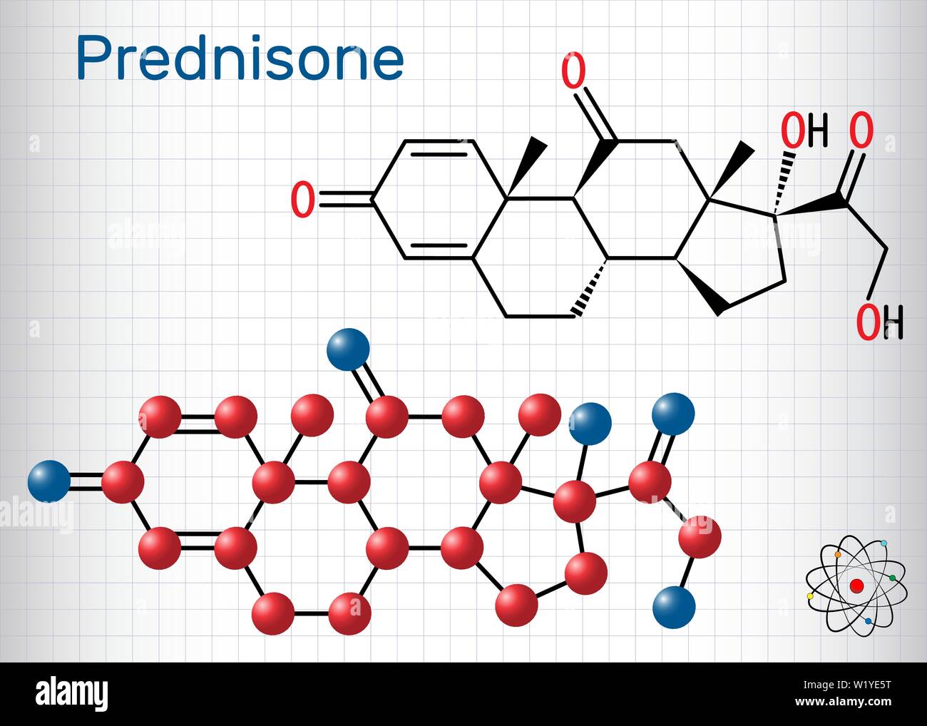 Prednisone molecule. A synthetic anti-inflammatory glucocorticoid ...