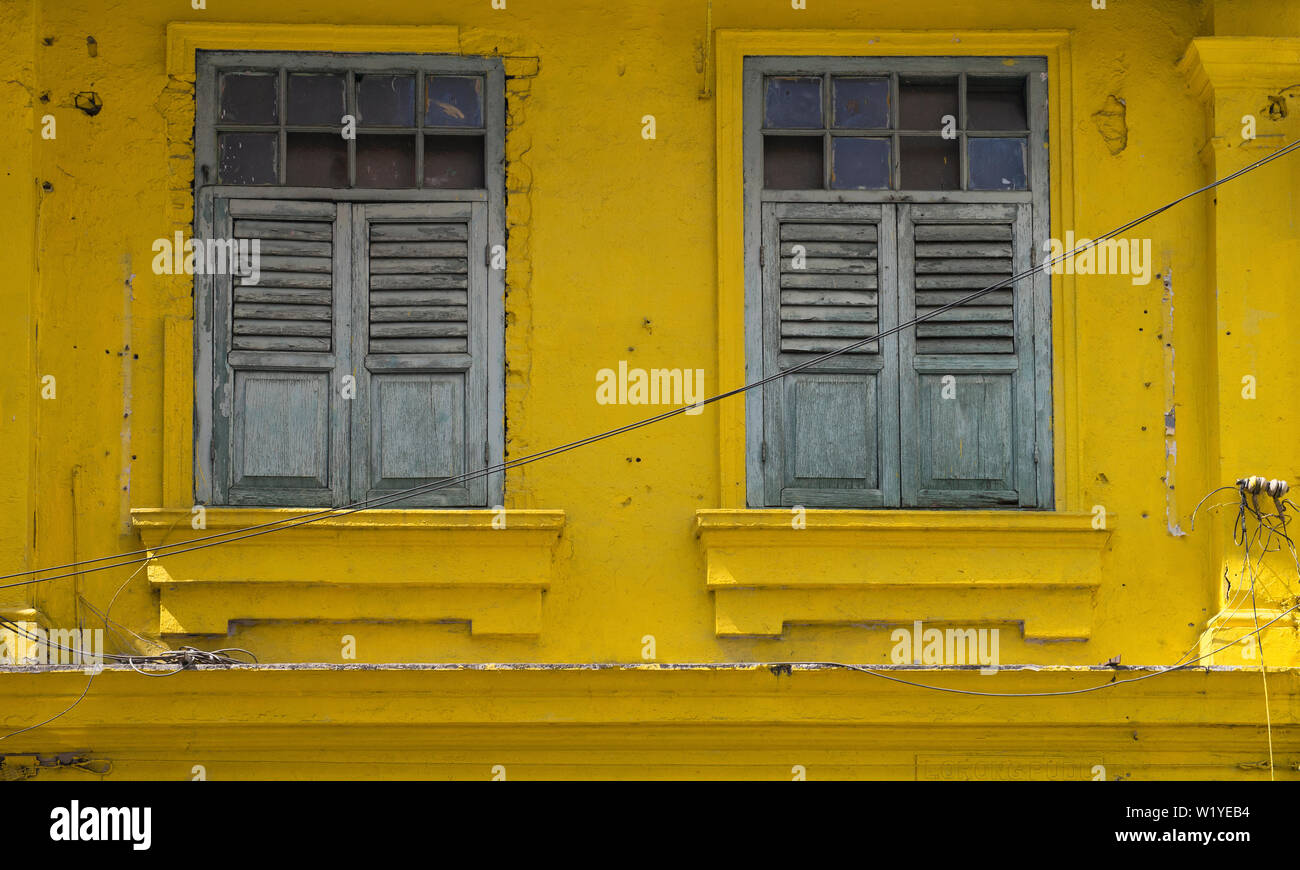 kuala lumpur, malaysia - march 03, 2017: windows with shutters at an ...