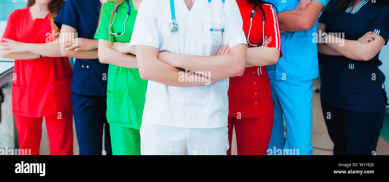 medicine. multinational people - doctor, nurse and surgeon. a group of ...