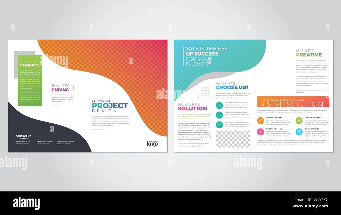 Colorful Bi fold Brochure Template Stock Vector Image & Art - Alamy