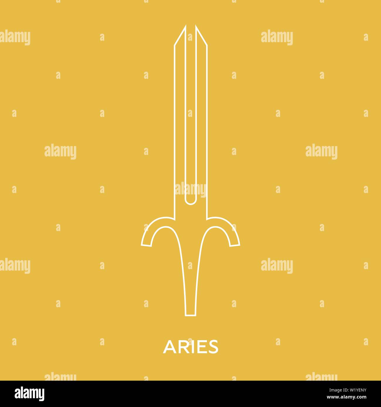 Aries zodiac sign. Line style icon of zodiacal weapon sword. One of 12 ...