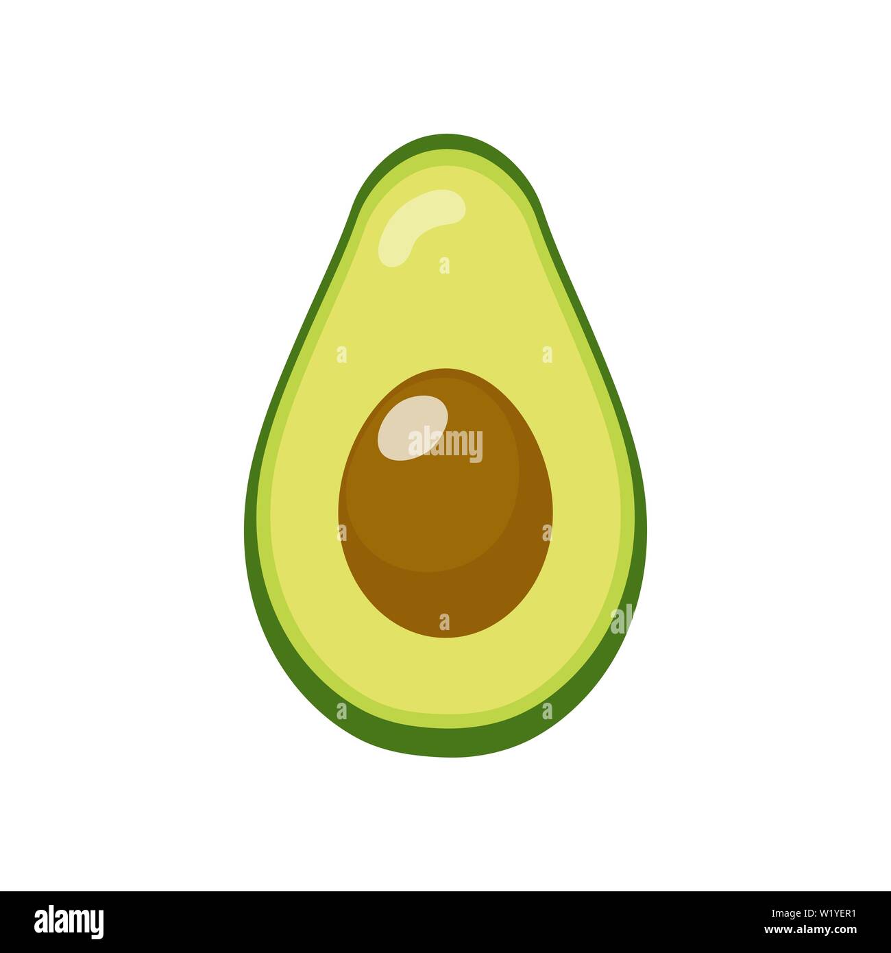 Fresh half avocado isolated on white background. Organic food. Cartoon ...