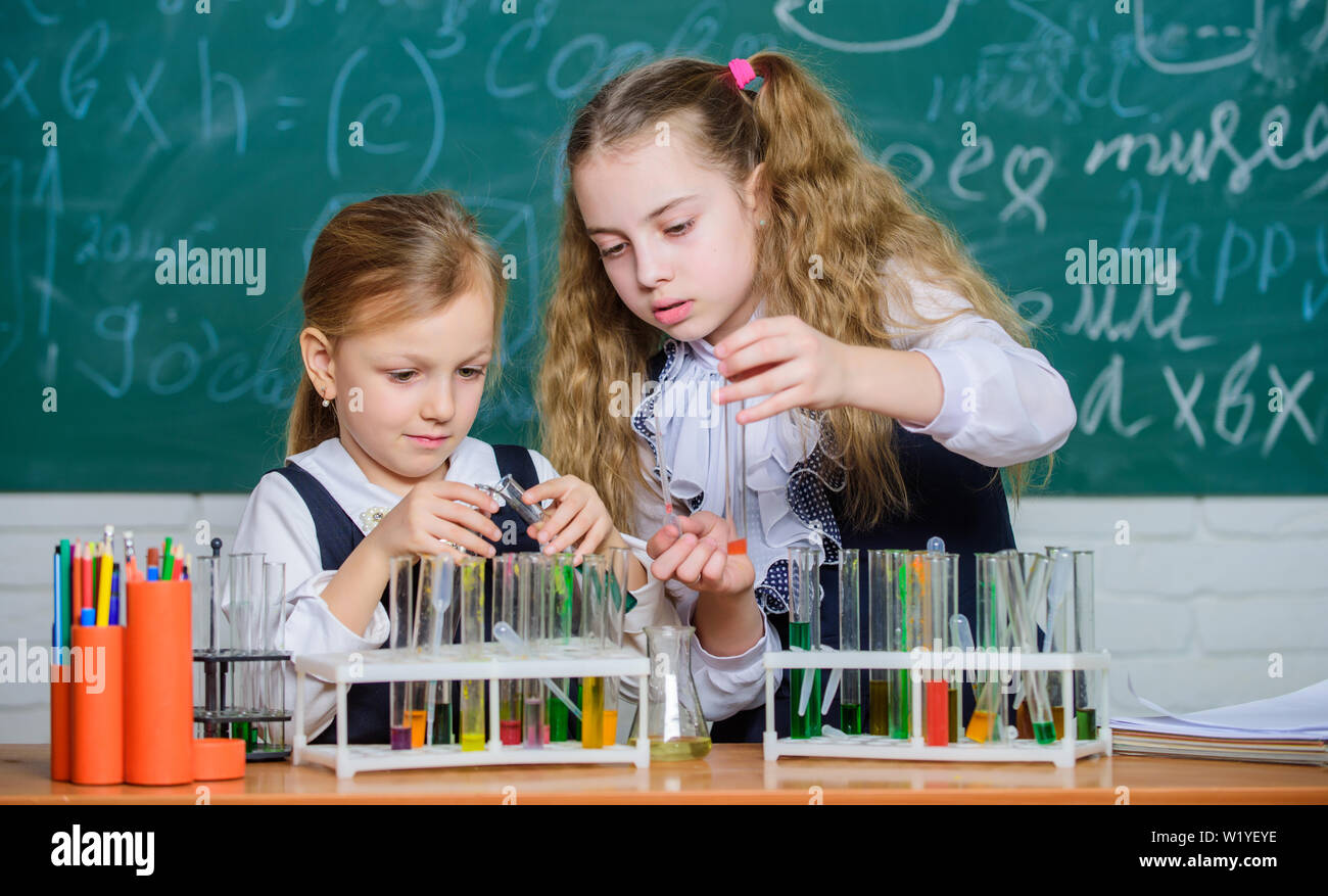 Chemical analysis and observing reaction. School equipment for ...