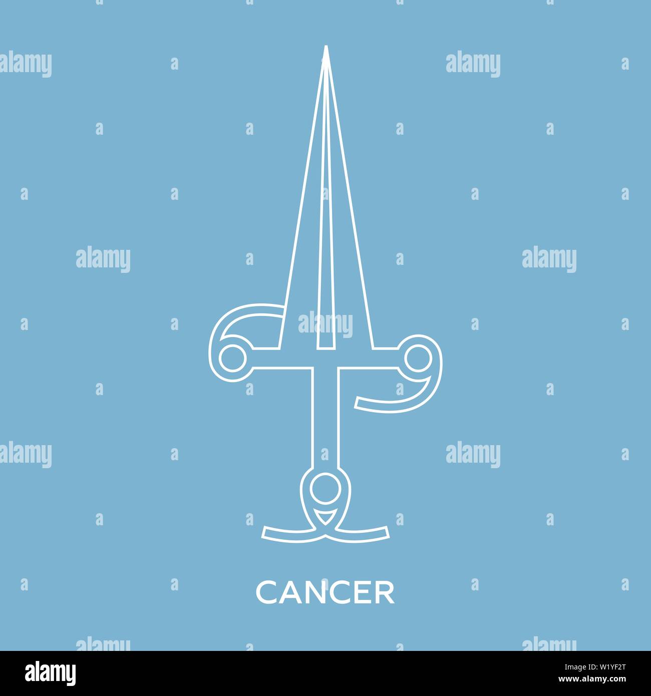 Cancer zodiac sign. Line style icon of zodiacal weapon sword. One of 12 ...