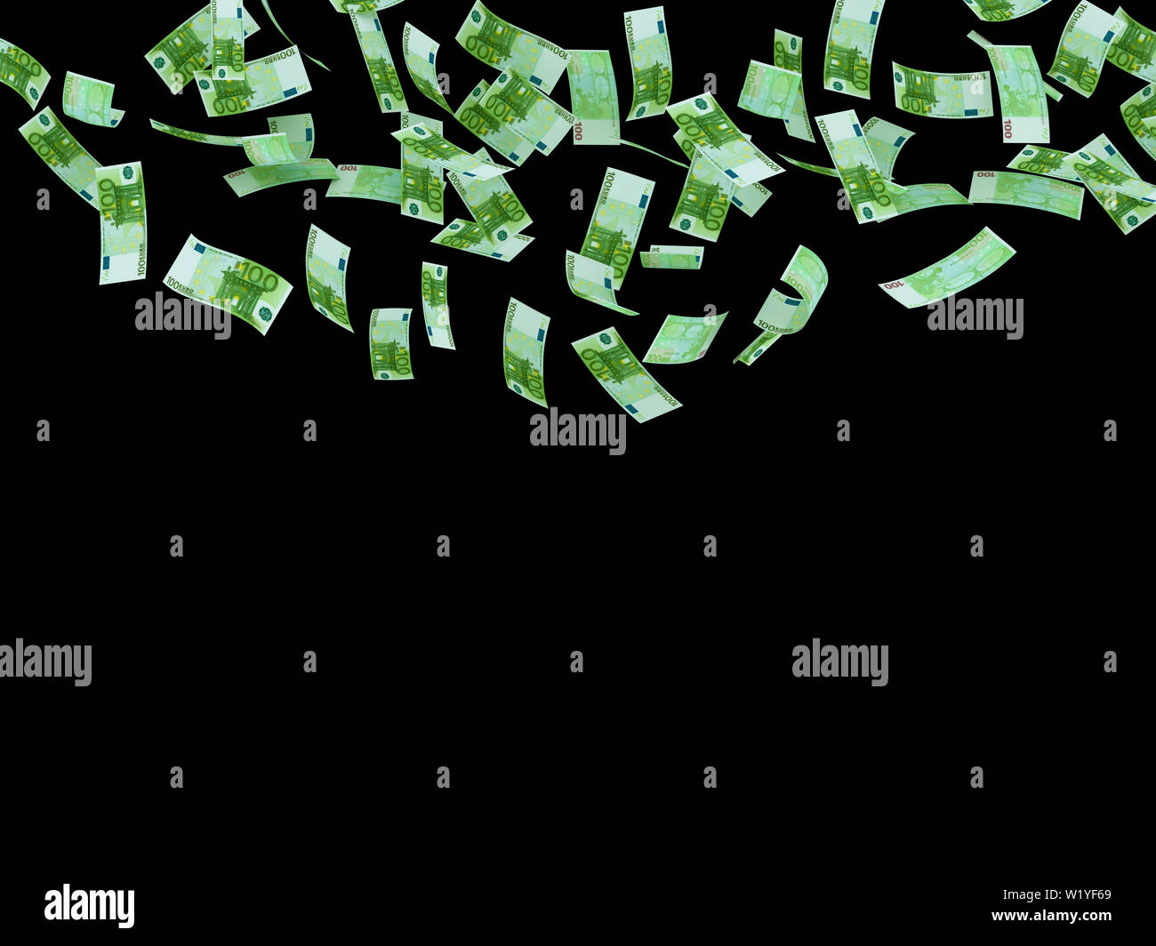 Falling Euro both from front and back like real Banknote, isolated on ...